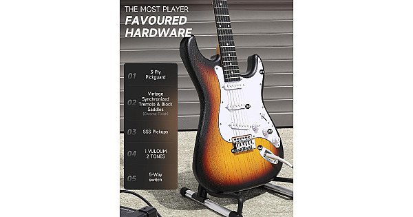 Jual Donner DST 80 Classic SSS Pickup Electric Guitar Complete,