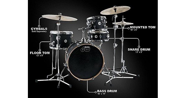Jual DW Design Mini Pro 18" 4pc Drum kit, Black Satin ...